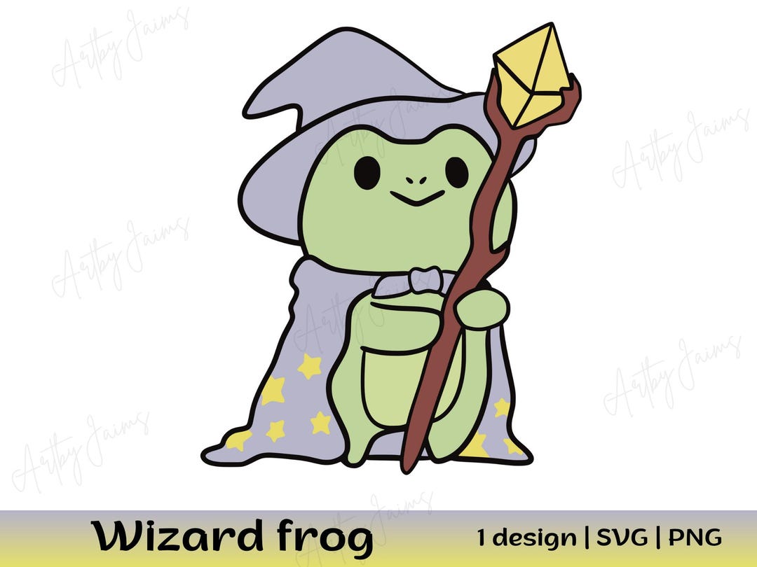 Frog Wizard SVG Cut File, Frog Cartoon Vector File, Magic Frog Svg ...