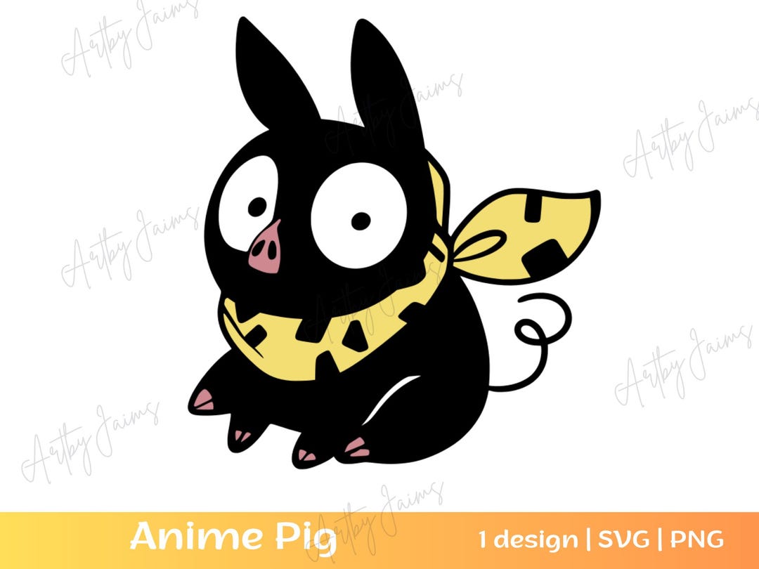 Cute Anime Pig Clipart, Ryoga Hibiki Pig SVG, Bandana Pig PNG, Piglet ...