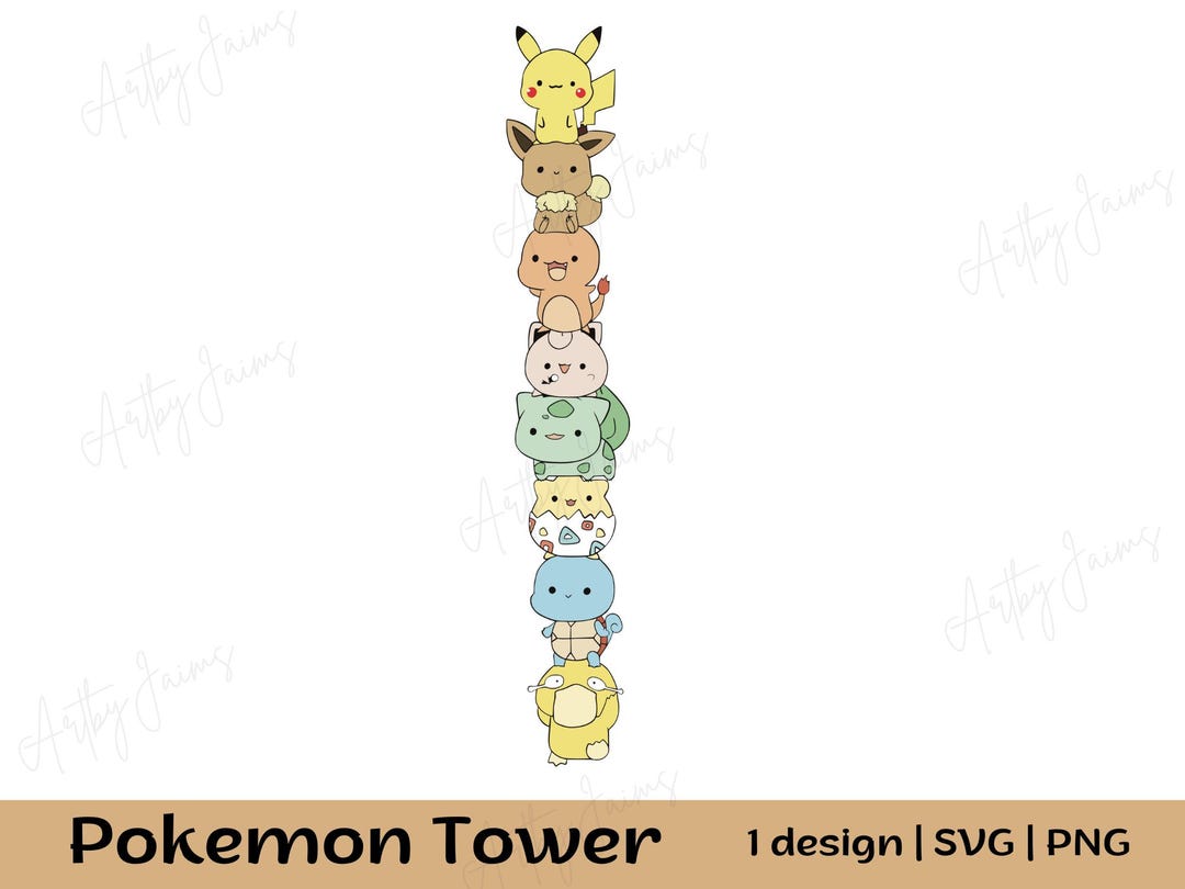 Pokemon Tower SVG, Bulbasaur Clipart, Charmander Png, Pikachu Layered ...