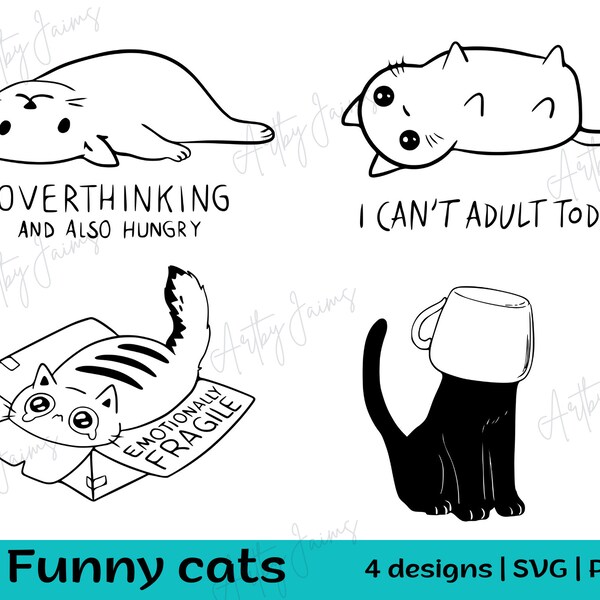 Funny Cat Svg - Etsy
