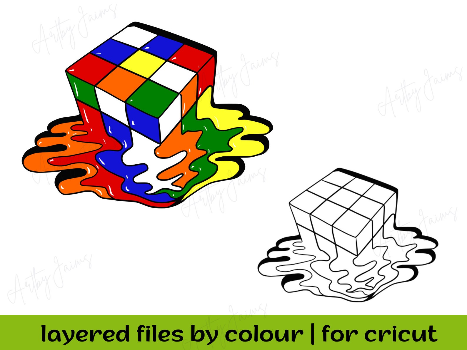 Rubiks Cube SVG Cut File, Melting Rubiks Vector File, Cube Svg, Rubic ...