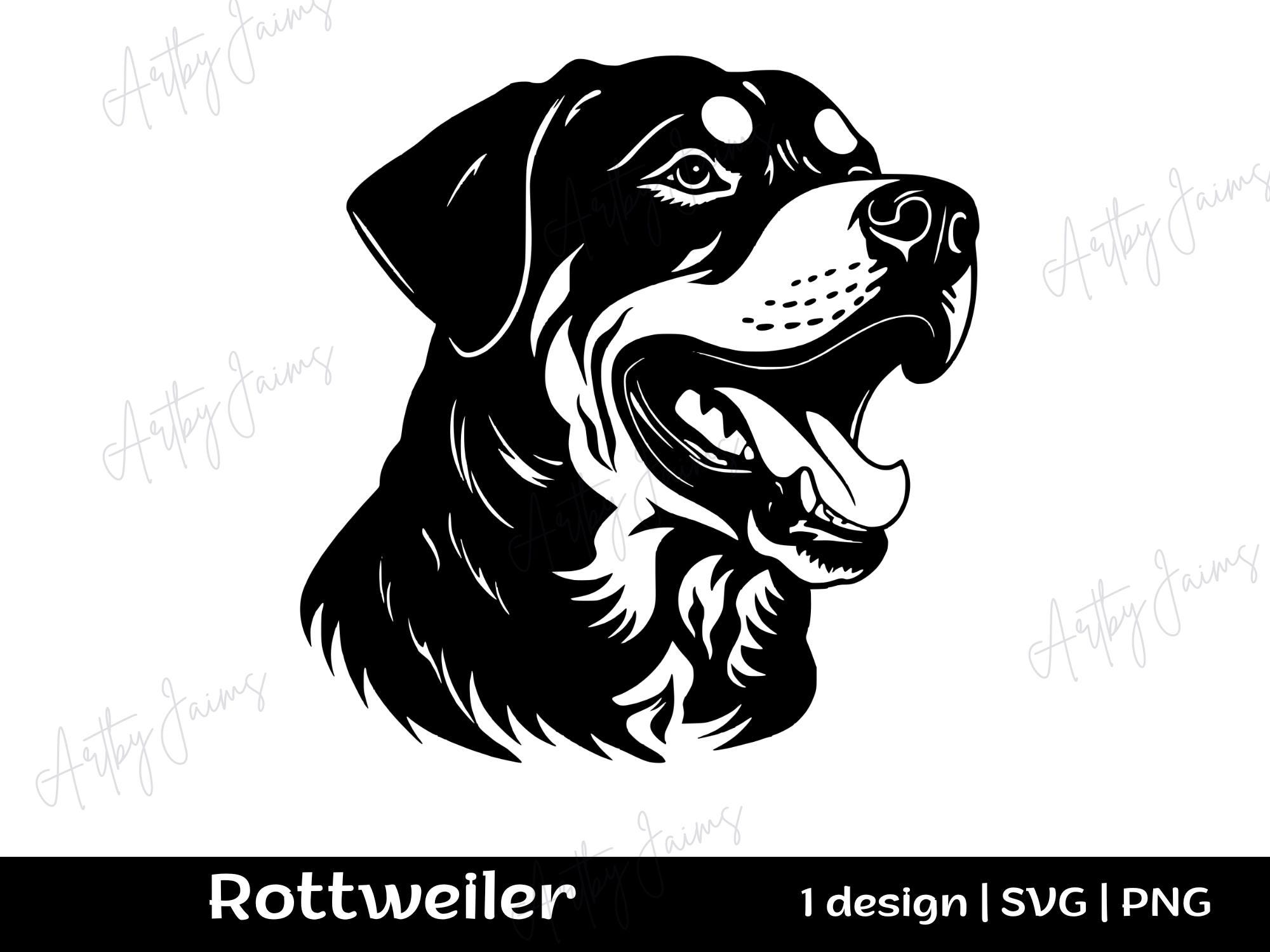 Rottweiler Head SVG, Guard Dog Clipart, Dog Lover PNG, Layered Cricut ...