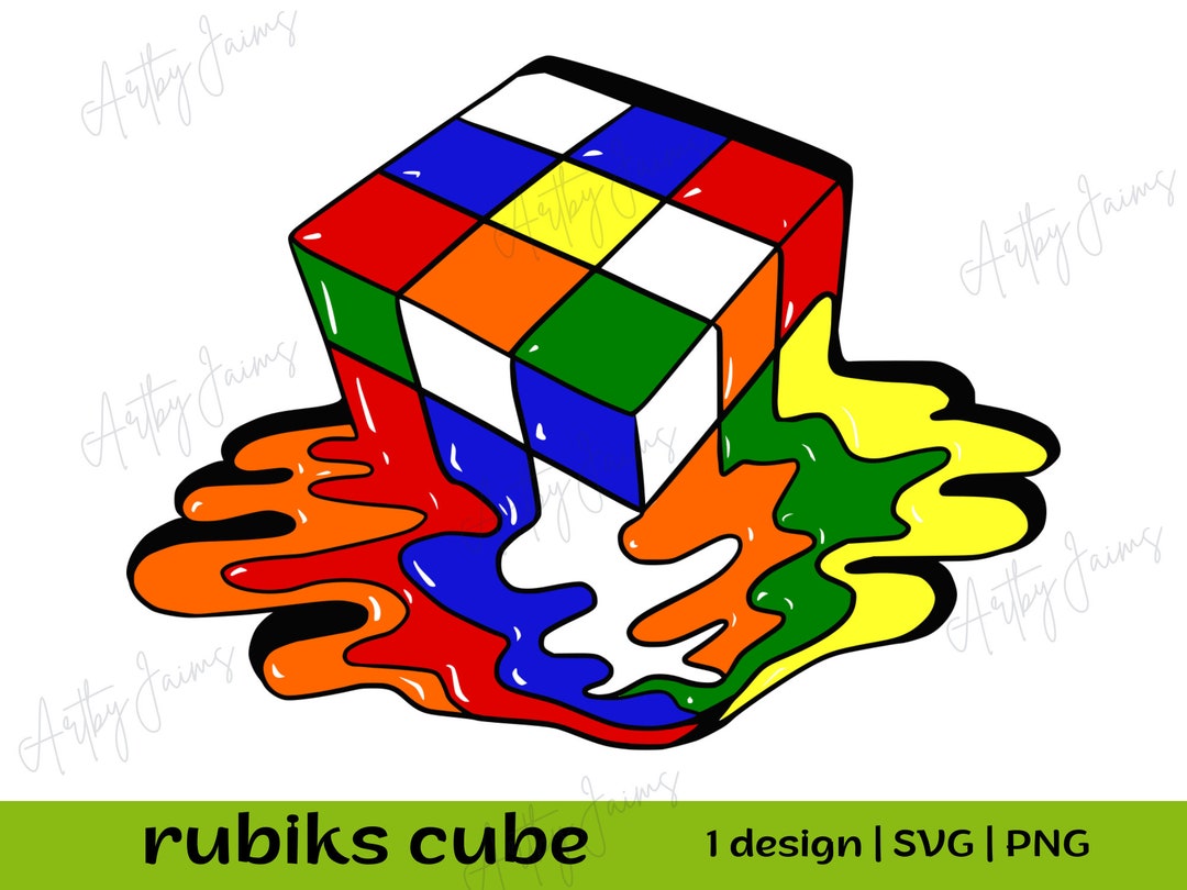 Rubiks Cube SVG Cut File, Melting Rubiks Vector File, Cube Svg, Rubic ...