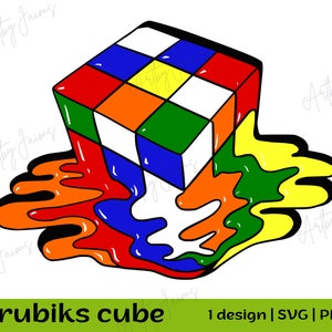 Rubiks Cube SVG Cut File, Melting Rubiks Vector File, Cube Svg, Rubic ...