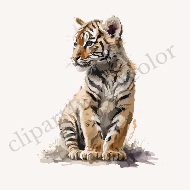 Watercolor Tiger Clipart - Cute African Jungle Animals PNG Format ...
