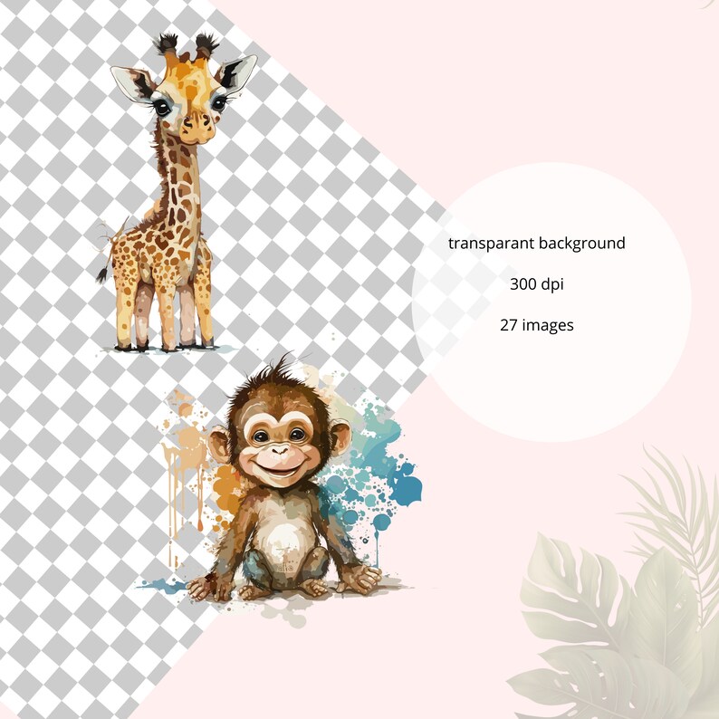 Safari Baby Animal Png, Baby Shower Clipart, Tigers, Watercolor Digital ...