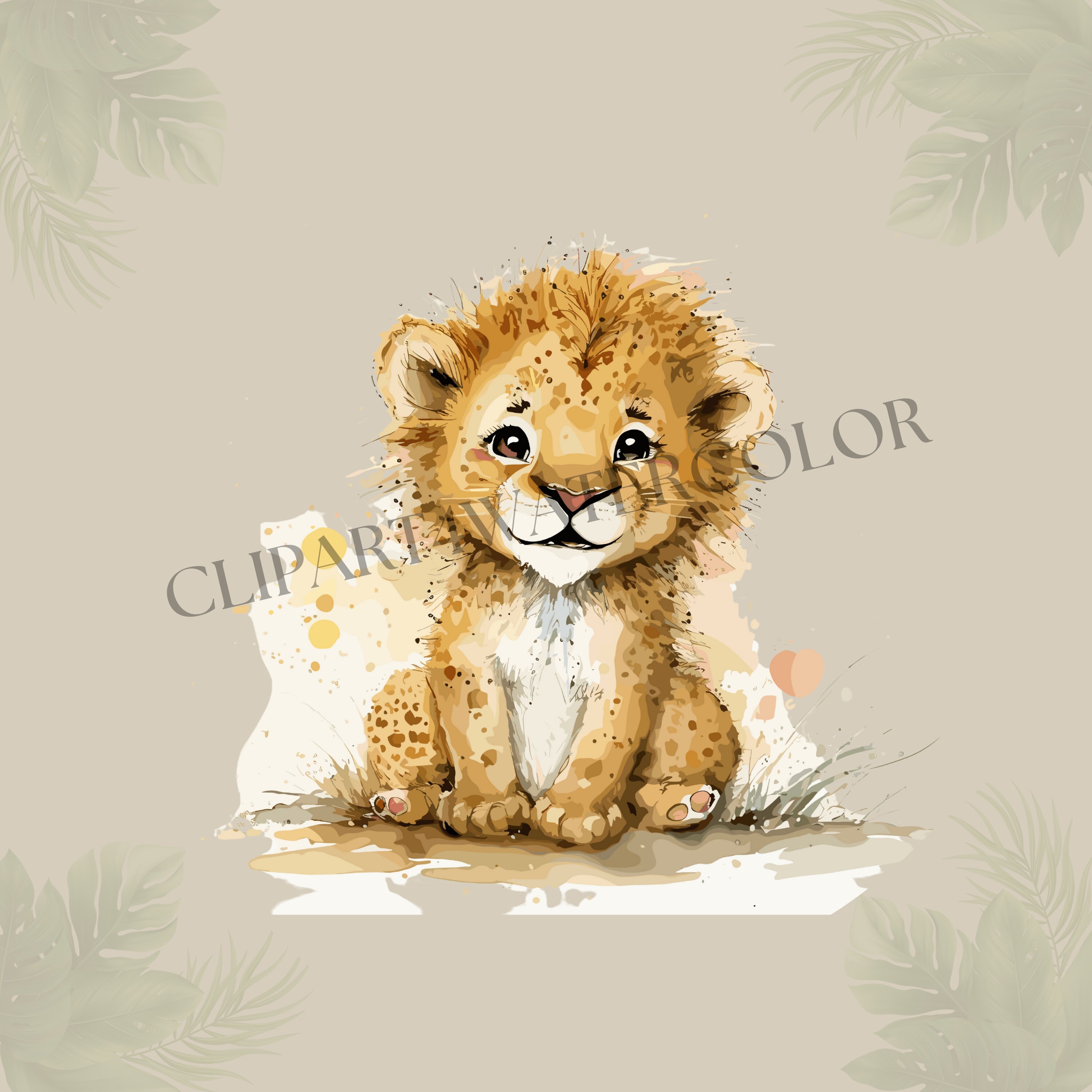 Safari Baby Animal Png, Baby Shower Clipart, Tigers, Watercolor Digital ...