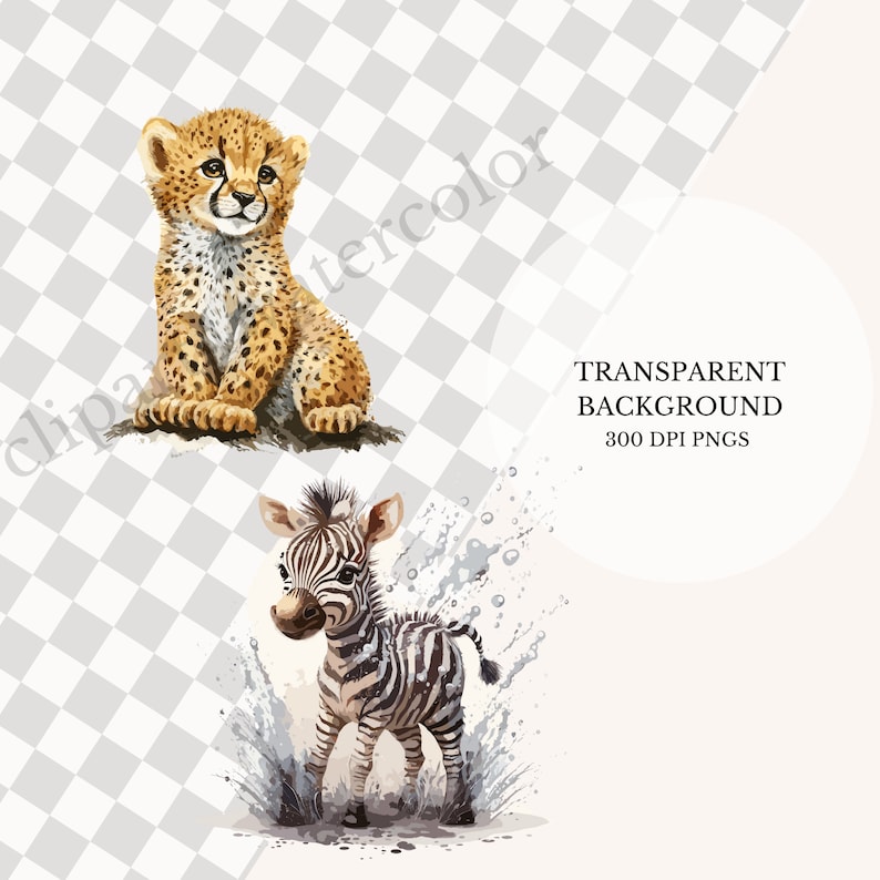 Safari Baby Animal PNG, Watercolor Animal Digital Art, Baby Shower ...