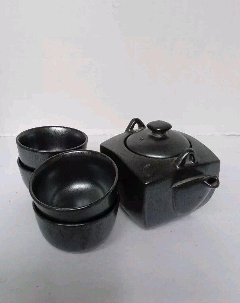 Black Ceramic Japanese Style Tea Set,teapot and 4bowls - Etsy