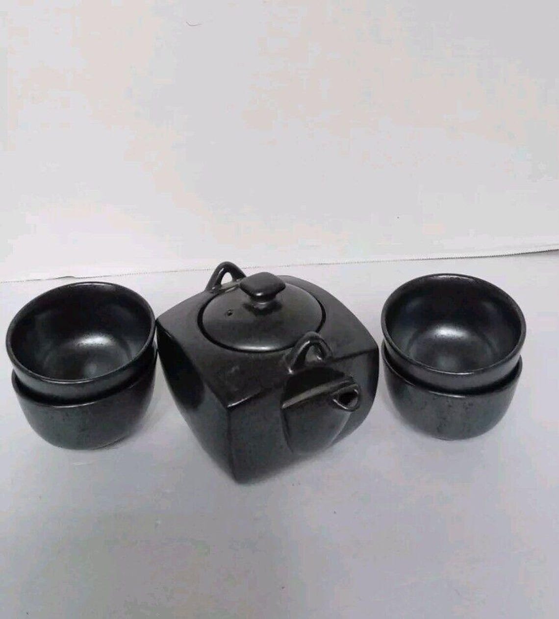 Black Ceramic Japanese Style Tea Set,teapot and 4bowls - Etsy
