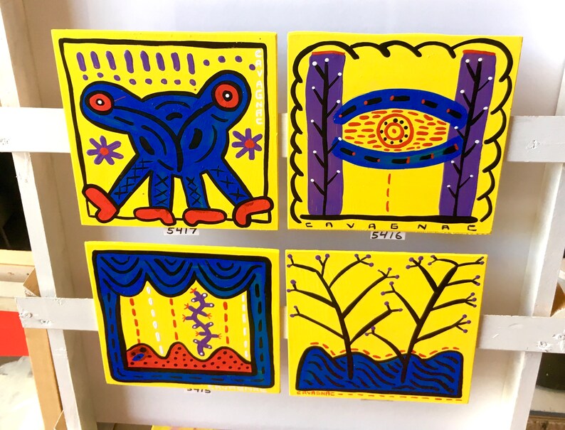 Growing Apart Together / small colorful original painting for | Etsy