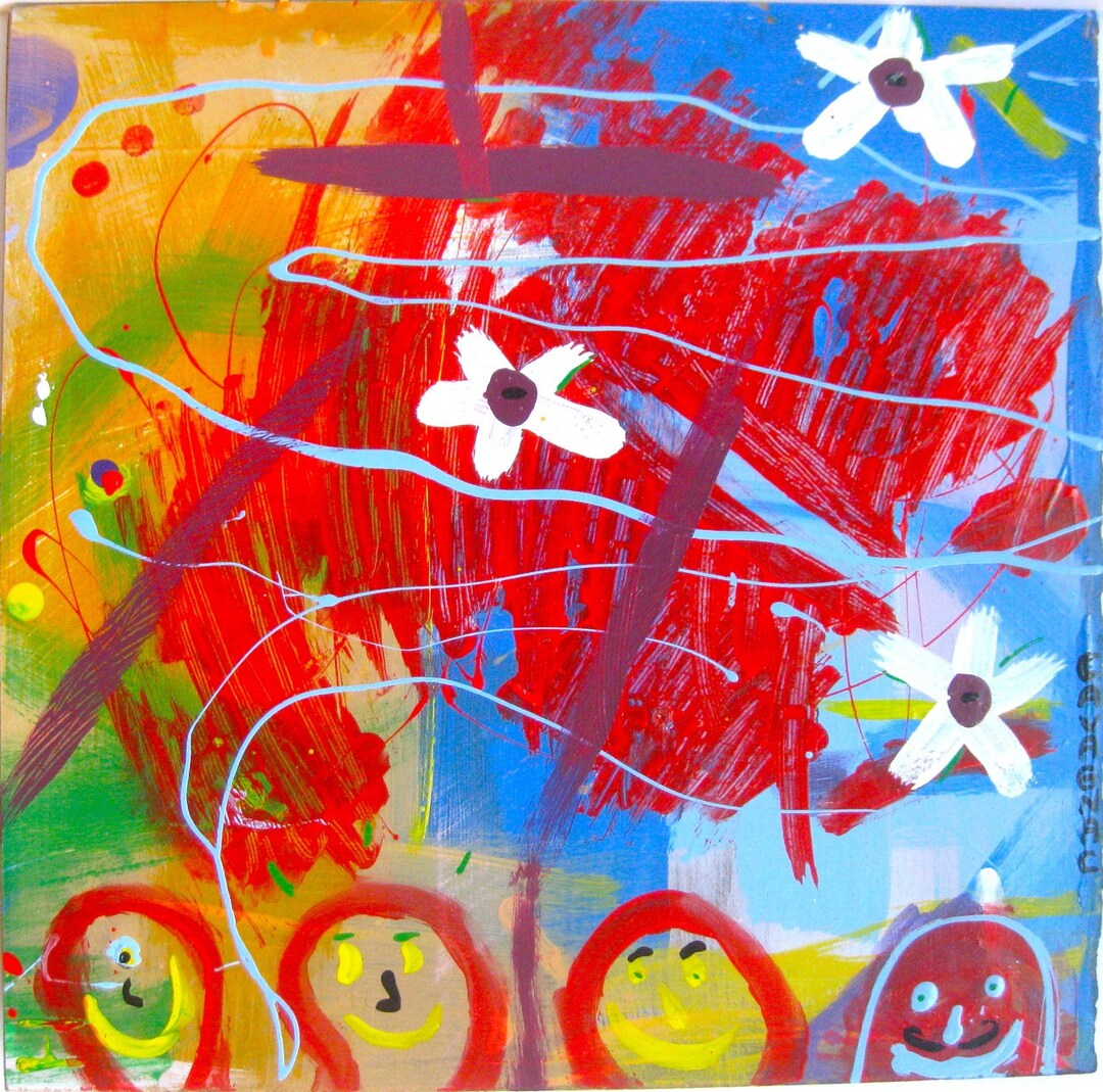 Four Friends Finally Find Fun / Abstract Good Time Party Art / Original ...