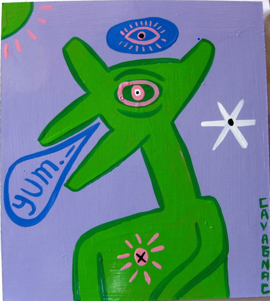 Eye Am Psyched / Original Painting / Yum Says the Creature / 3461 - Etsy UK