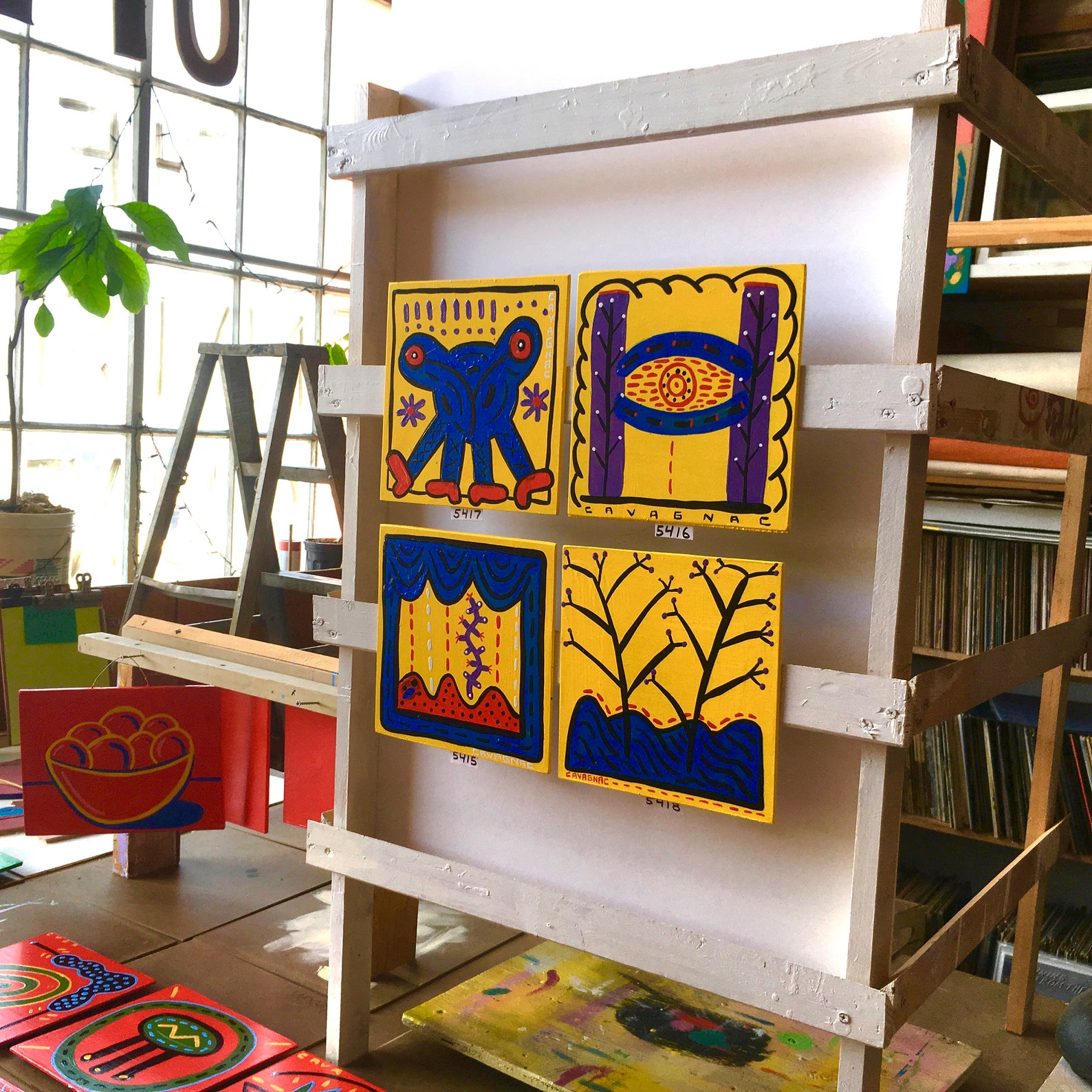 Growing Apart Together / small colorful original painting for | Etsy