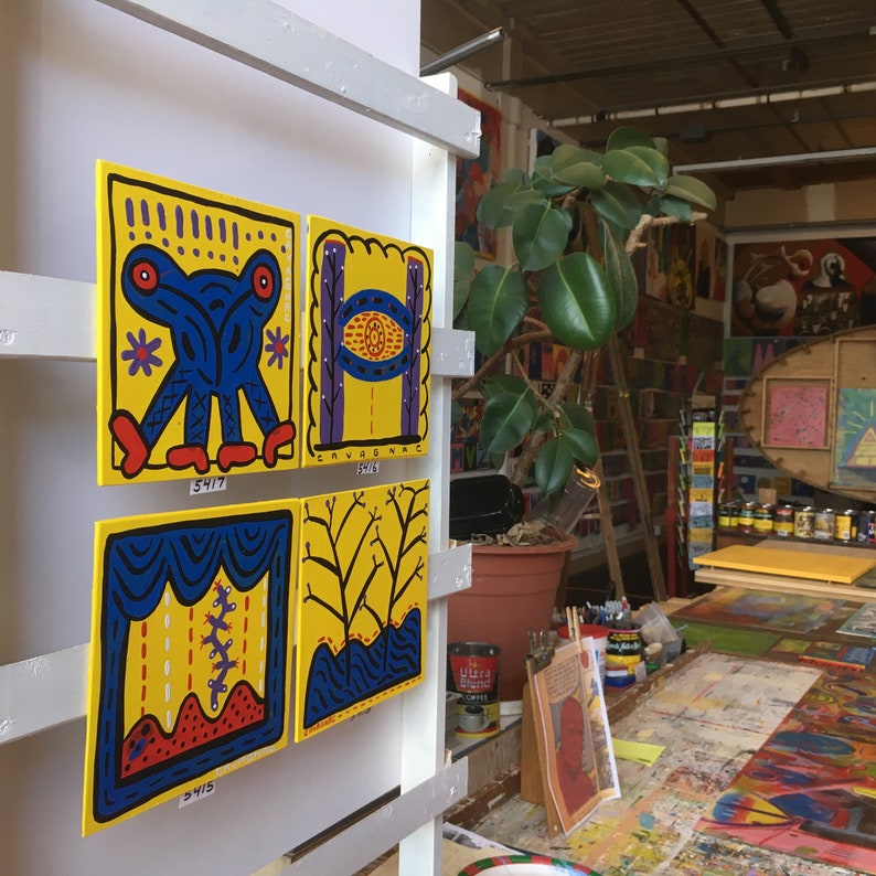 Growing Apart Together / small colorful original painting for | Etsy