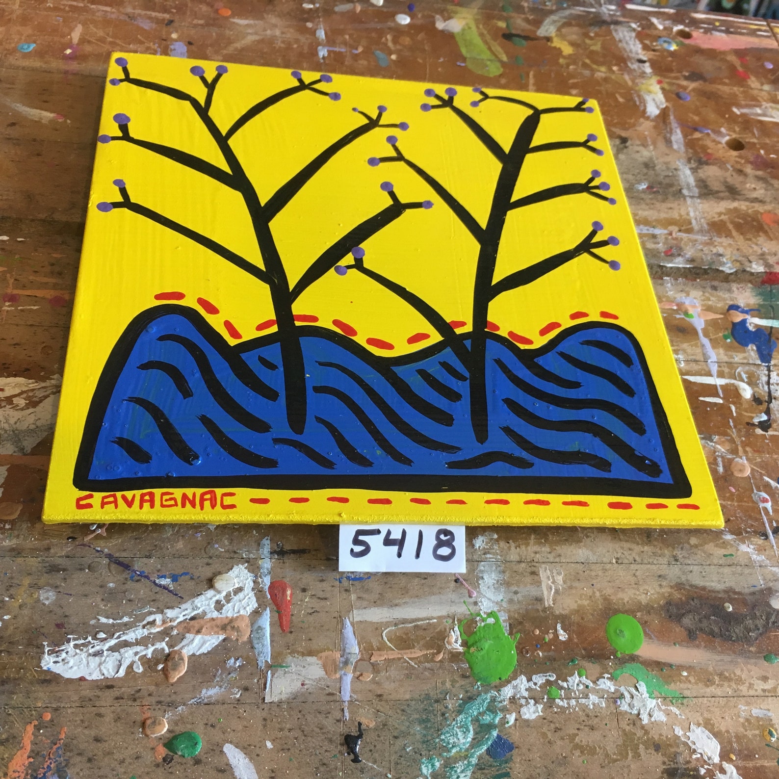 Growing Apart Together / small colorful original painting for | Etsy