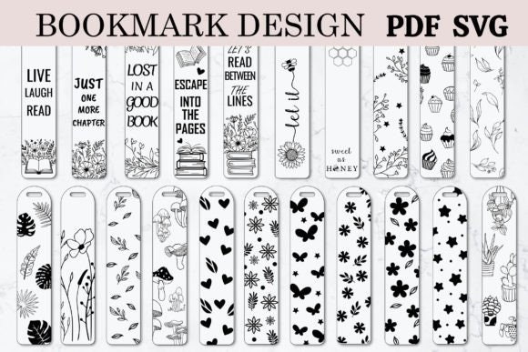 Bookmark SVG Bundle Template Outline - Etsy
