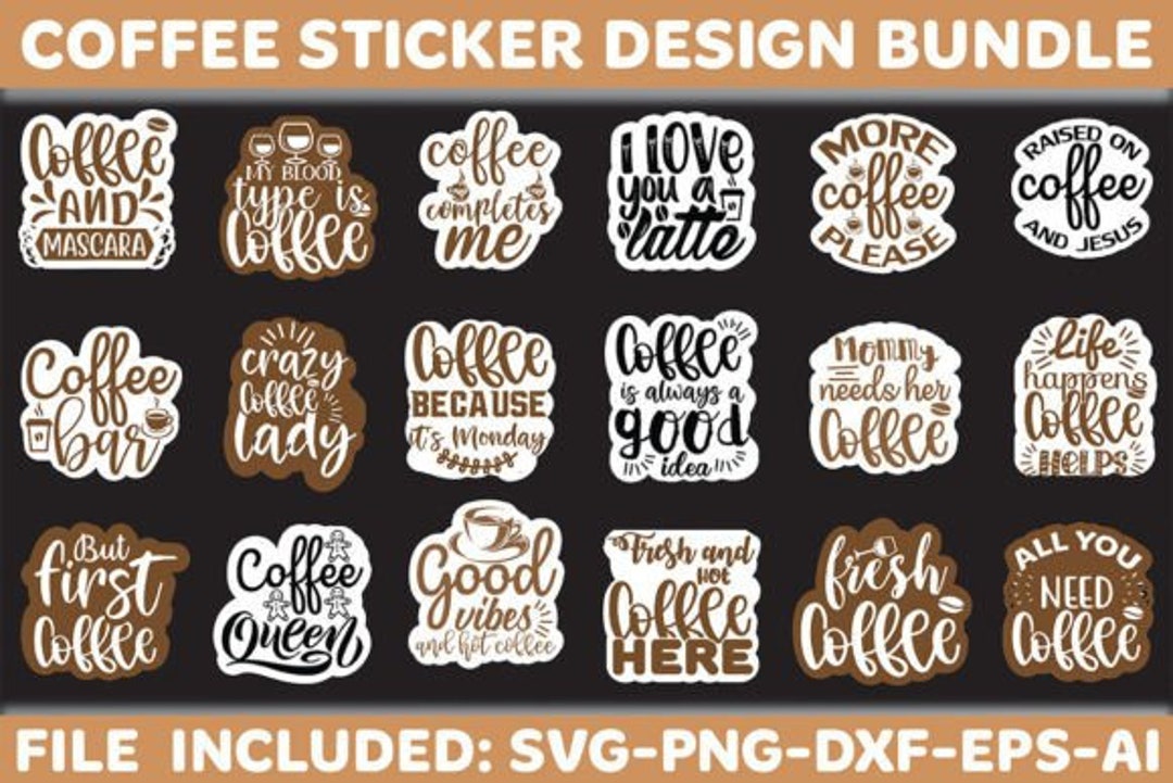 Coffee Sticker Svg Design Bundle - Etsy