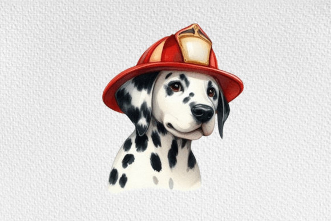 Watercolor Dalmatian Fireman Clipart PNG - Etsy