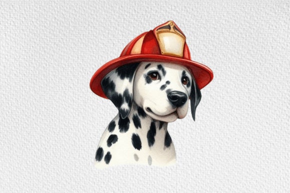 Watercolor Dalmatian Fireman Clipart PNG - Etsy