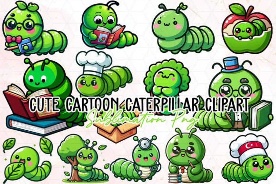 Caterpillar Sticker Clipart - Etsy