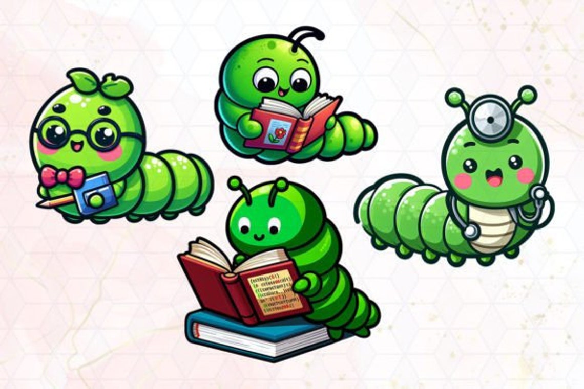 Caterpillar Sticker Clipart - Etsy