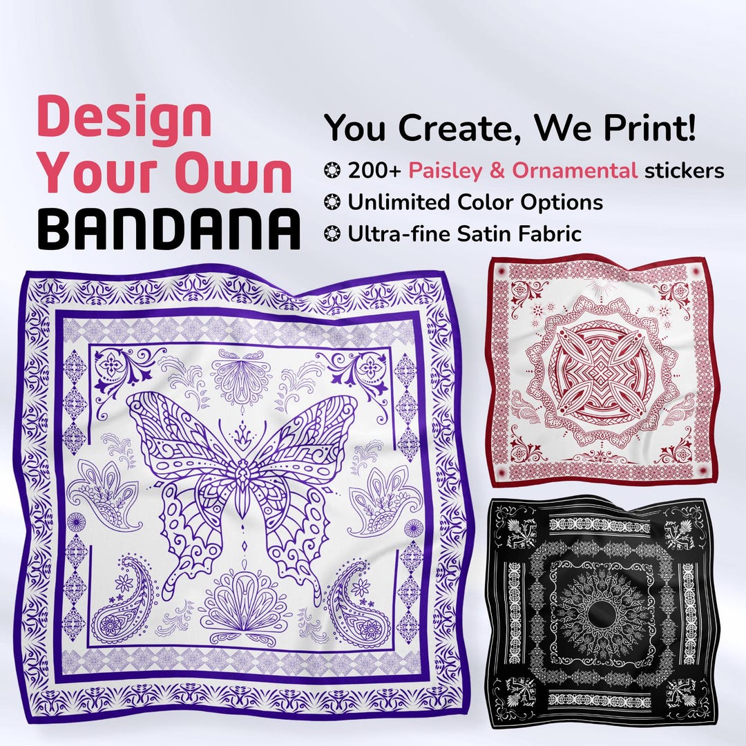 Custom bandana - Design Your Own Printed Scarf | Unlimited Colours ...