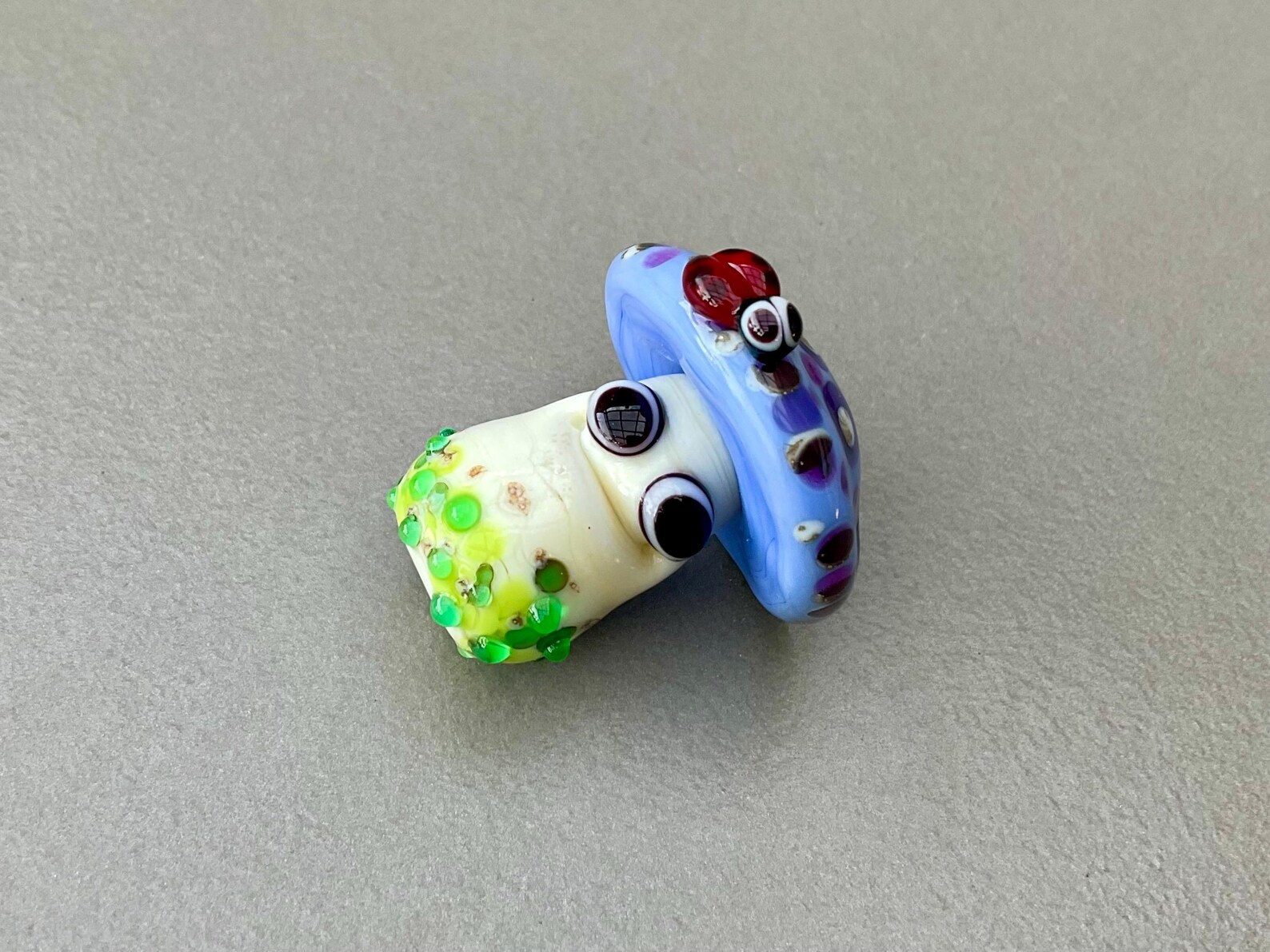Happy Toadstool Rainbow Ladybug Mushroom Lampwork Focal Bead - Etsy