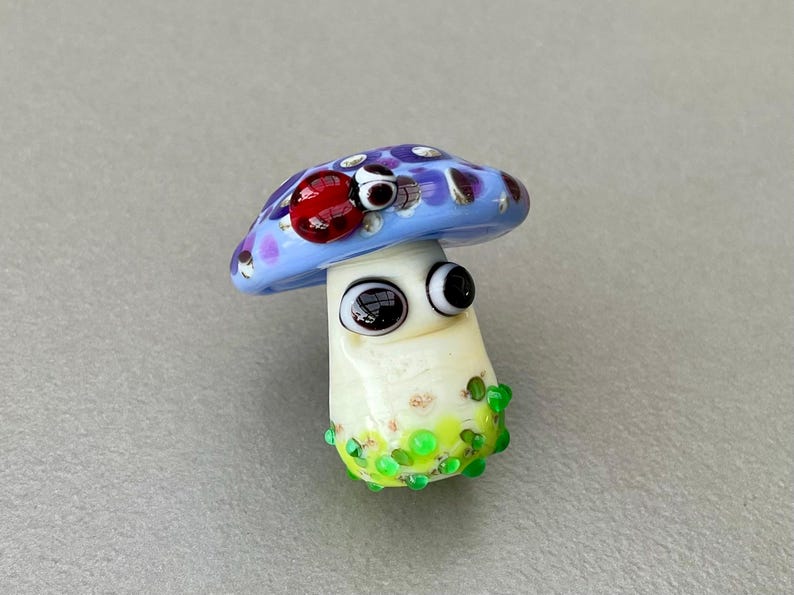 Happy Toadstool Rainbow Ladybug Mushroom Lampwork Focal Bead - Etsy