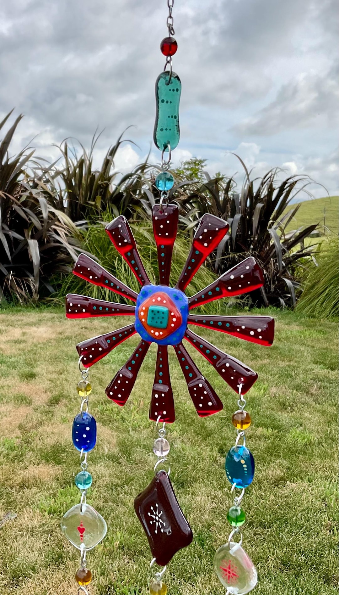 Fused Glass Flower Power Wind Chime Flowers Rainbow Gift - Etsy