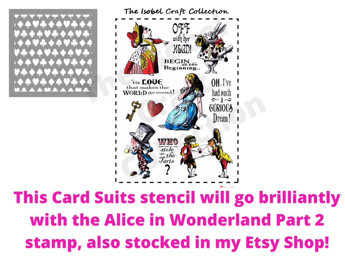 Playing Card Suits STENCIL, 6 X 6 Stencil, Spades, Clubs, Hearts and ...