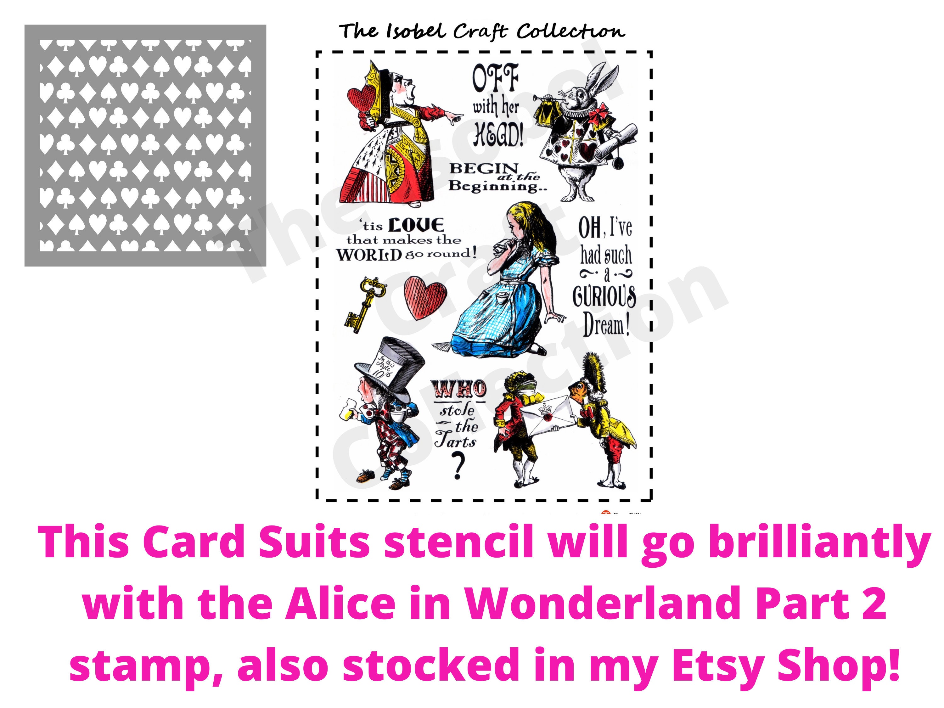 Playing Card Suits STENCIL, 6 X 6 Stencil, Spades, Clubs, Hearts and ...