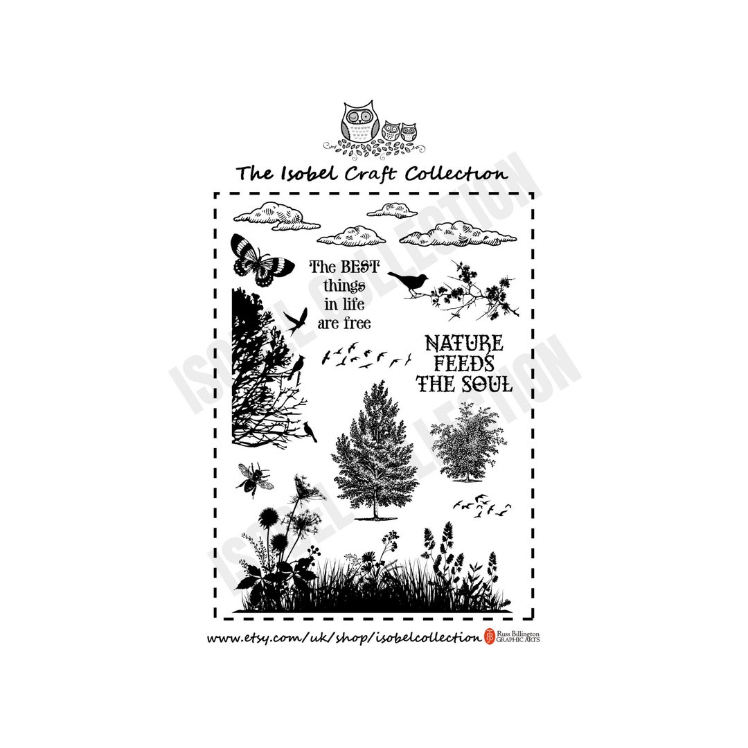 Nature Silhouette Stamp Set – Wildflower & Floral Clear Stamps for ...