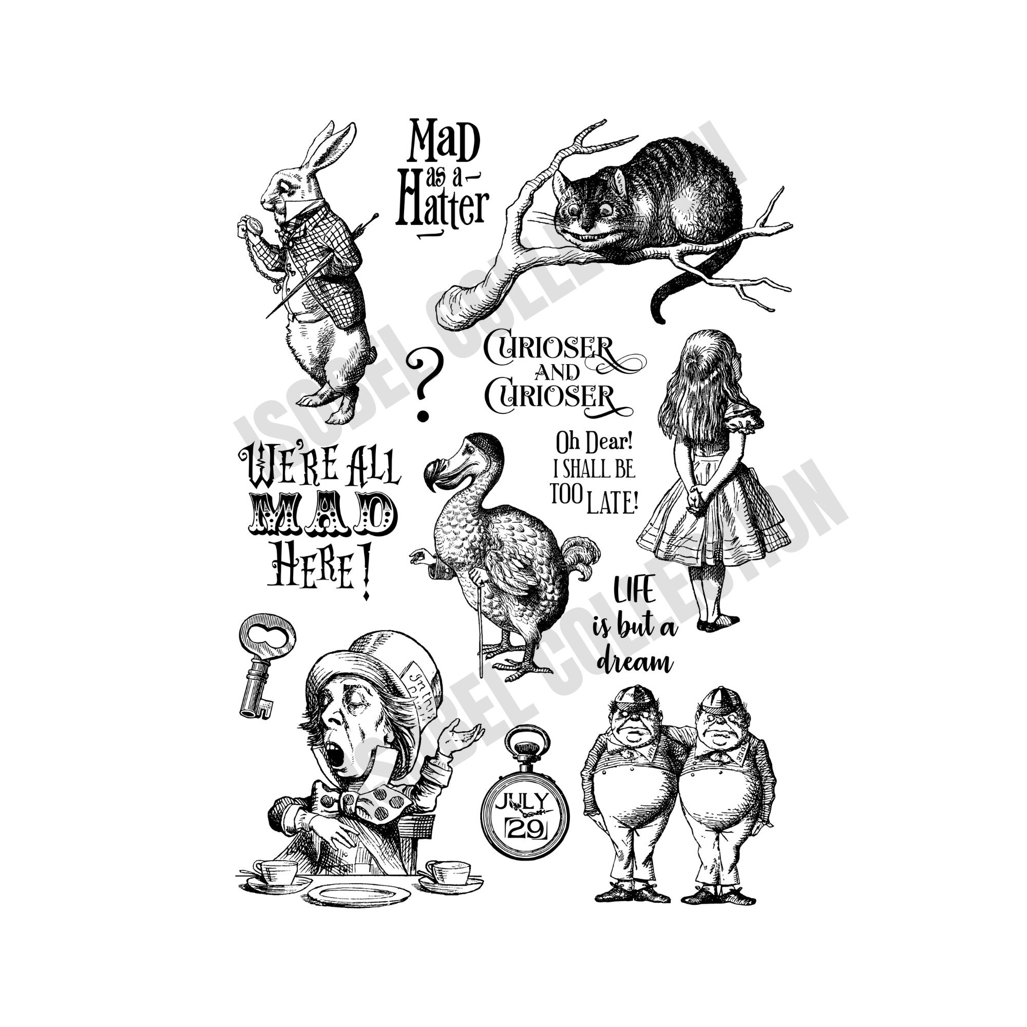 LARGE Alice in Wonderland STAMP Set, Vintage A5 Photopolymer Clear ...