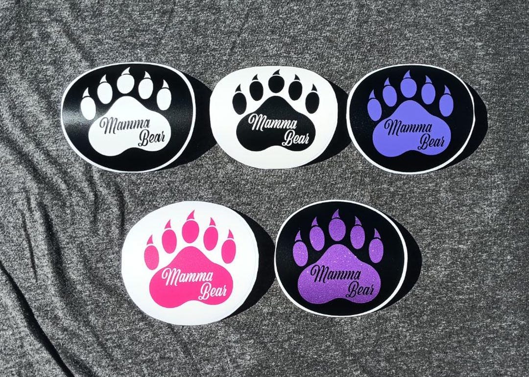 Mamma Bear in Paw Print Vinyl Sticker Layered - Etsy