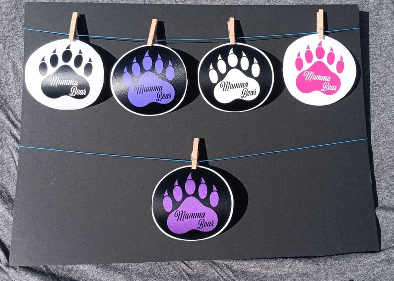 Mamma Bear in Paw Print Vinyl Sticker Layered - Etsy