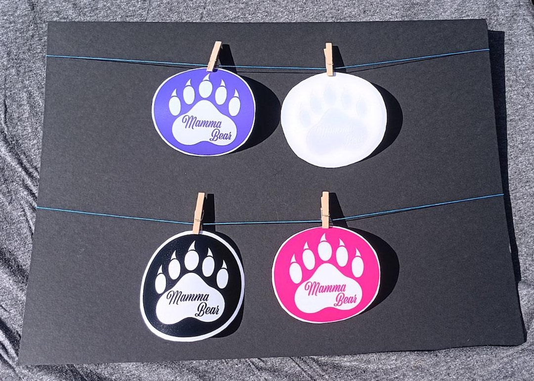 Mamma Bear in Paw Print Vinyl Sticker Reversed - Etsy