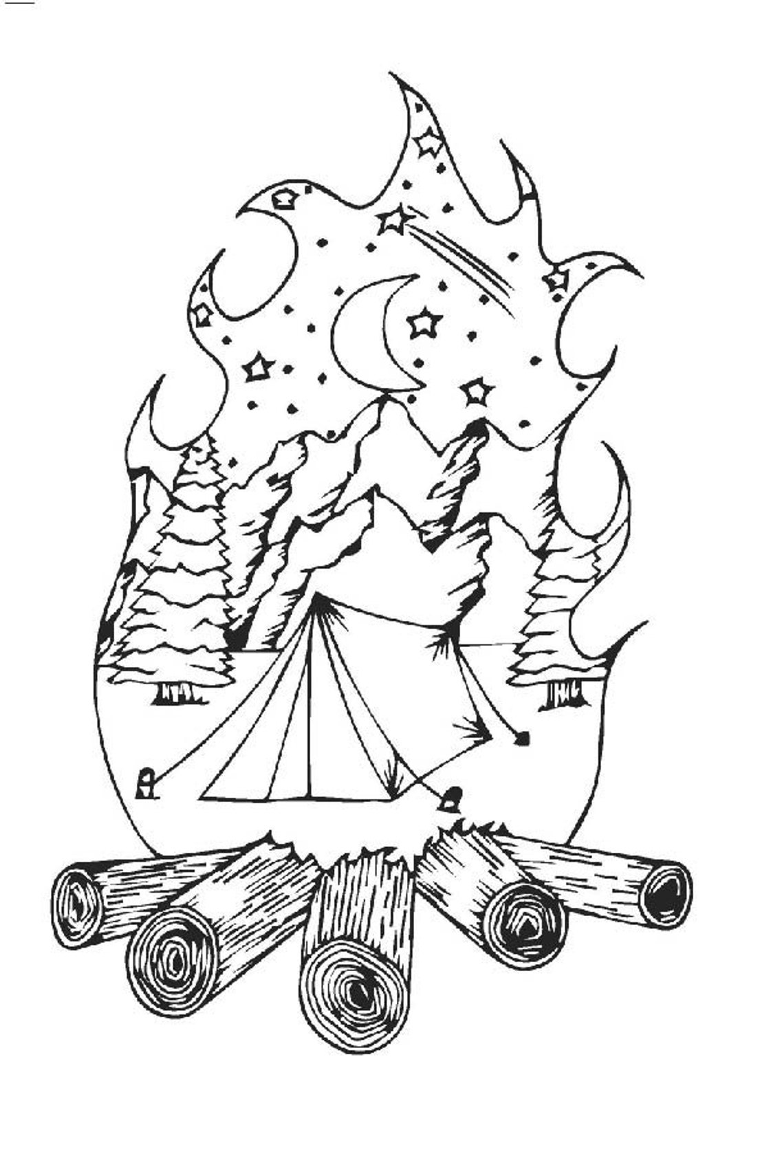 Camp Fire Hand-drawn Coloring Page Print & Color Digital Printable - Etsy
