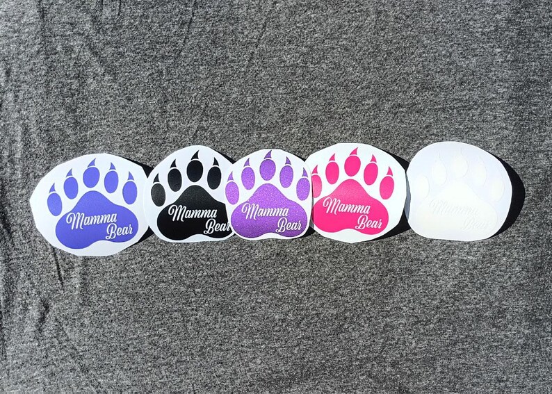 Mamma Bear in Paw Print Vinyl Sticker - Etsy