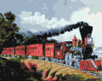 Steam Train Cross Stitch | Etsy UK