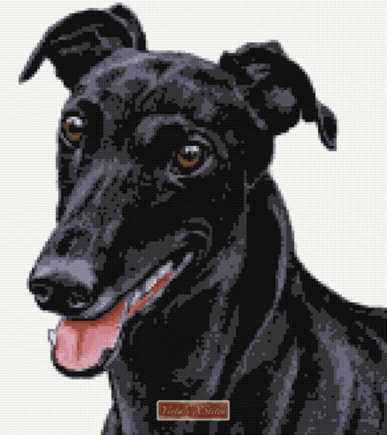 Black Greyhound Counted Cross Stitch Kit | Etsy