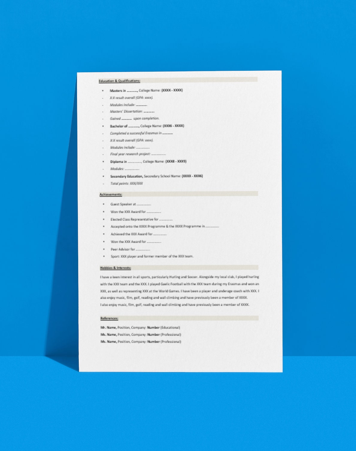 2024 Two-page CV / Resume Template for Students / Graduates, Tidy, Well ...