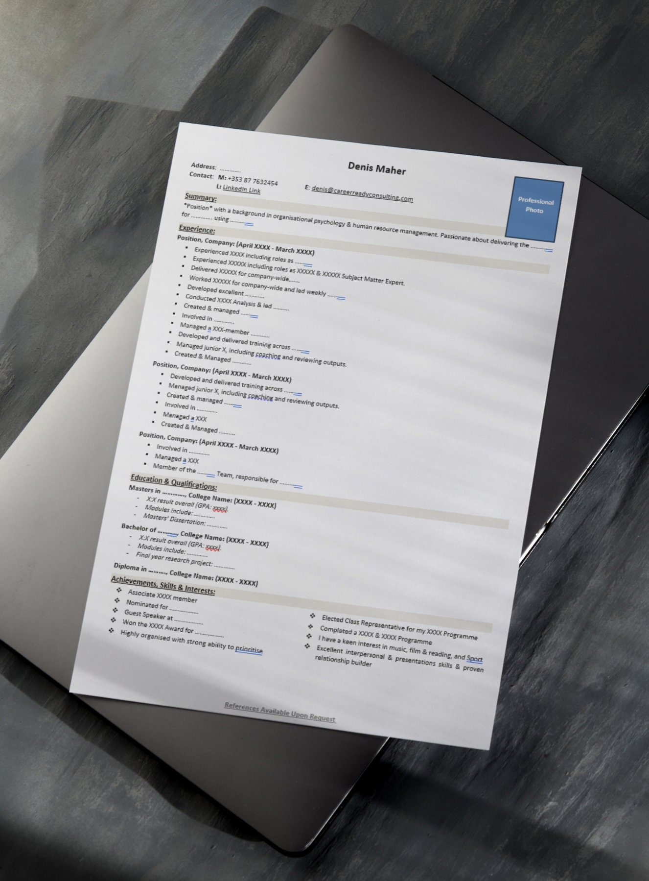 2024 One-page CV / Resume Template for Students / Graduates, Concise ...