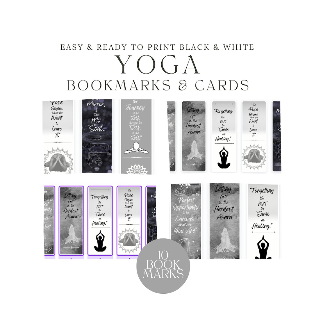 Set of 10 Yoga Bookmarks, Yoga Bookmarks, Yogi Bookmarks, Mindful ...