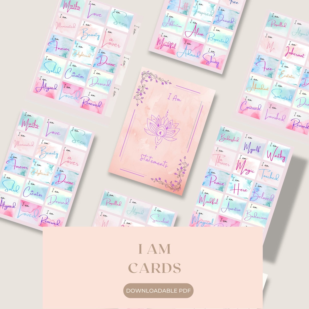 I AM Affirmation Notes, I AM Positive, I AM Digital Art, Positive ...