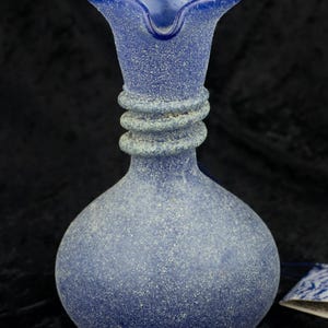 Vintage Lafiore Blue Glass Jug - Handblown Textured Glass Antique Roman ...
