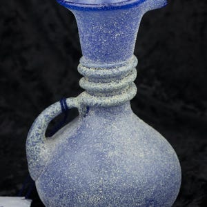 Vintage Lafiore Blue Glass Jug - Handblown Textured Glass Antique Roman ...