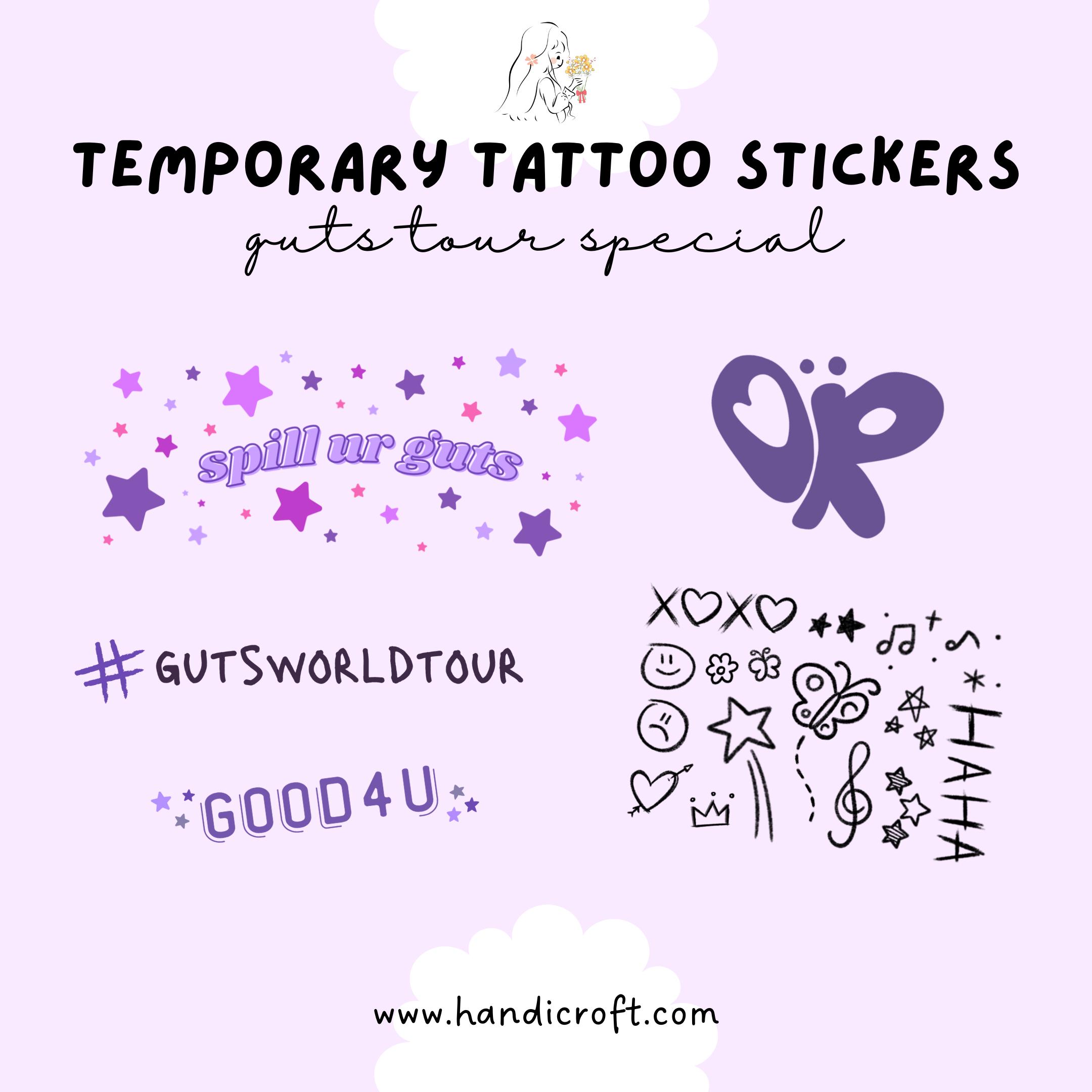 Olivia Rodrigo GUTS World Tour 2024 Temporary Tattoo Stickers Concert ...
