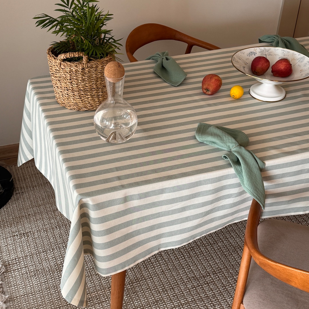Linen Bohem Table Cloth,spill-proof and Scratch Resistant, Sage Color ...