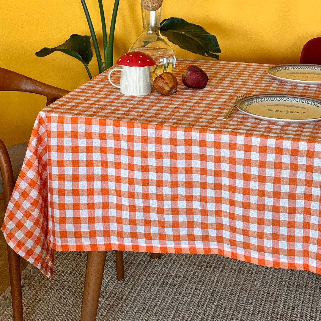 Gingham Table Cloth in Orange Color, Custom Sizes Available, Different ...
